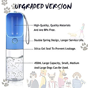 Sofunii Portable Travel Dog Water Bottle with Poop Bag Dispenser &1 Roll Poop Bag