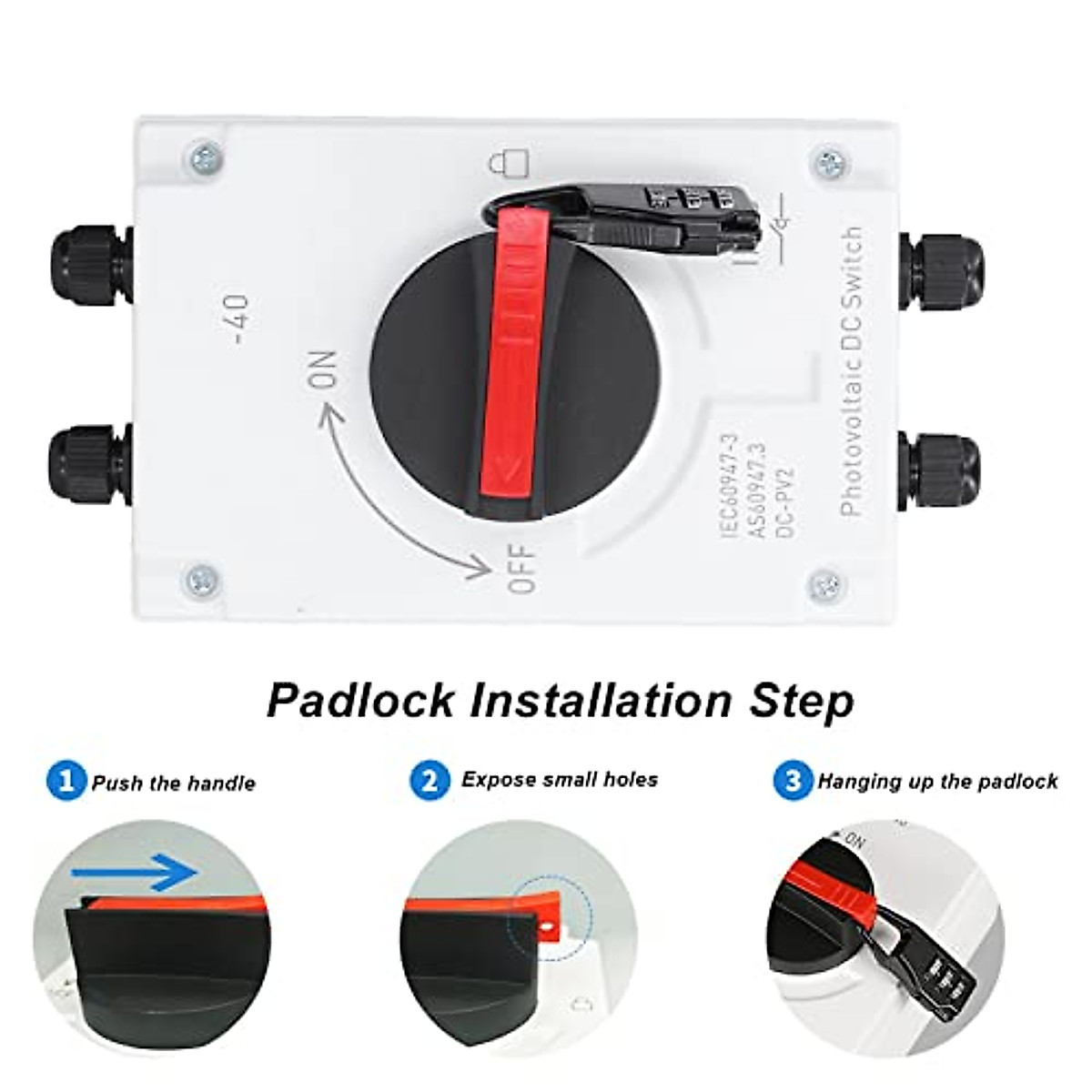 Photovoltaic DC Switch 32A 4P PV DC Isolator Switch IP66 Waterproof PV DC Changeover Switch for RVs Ship Power Systems