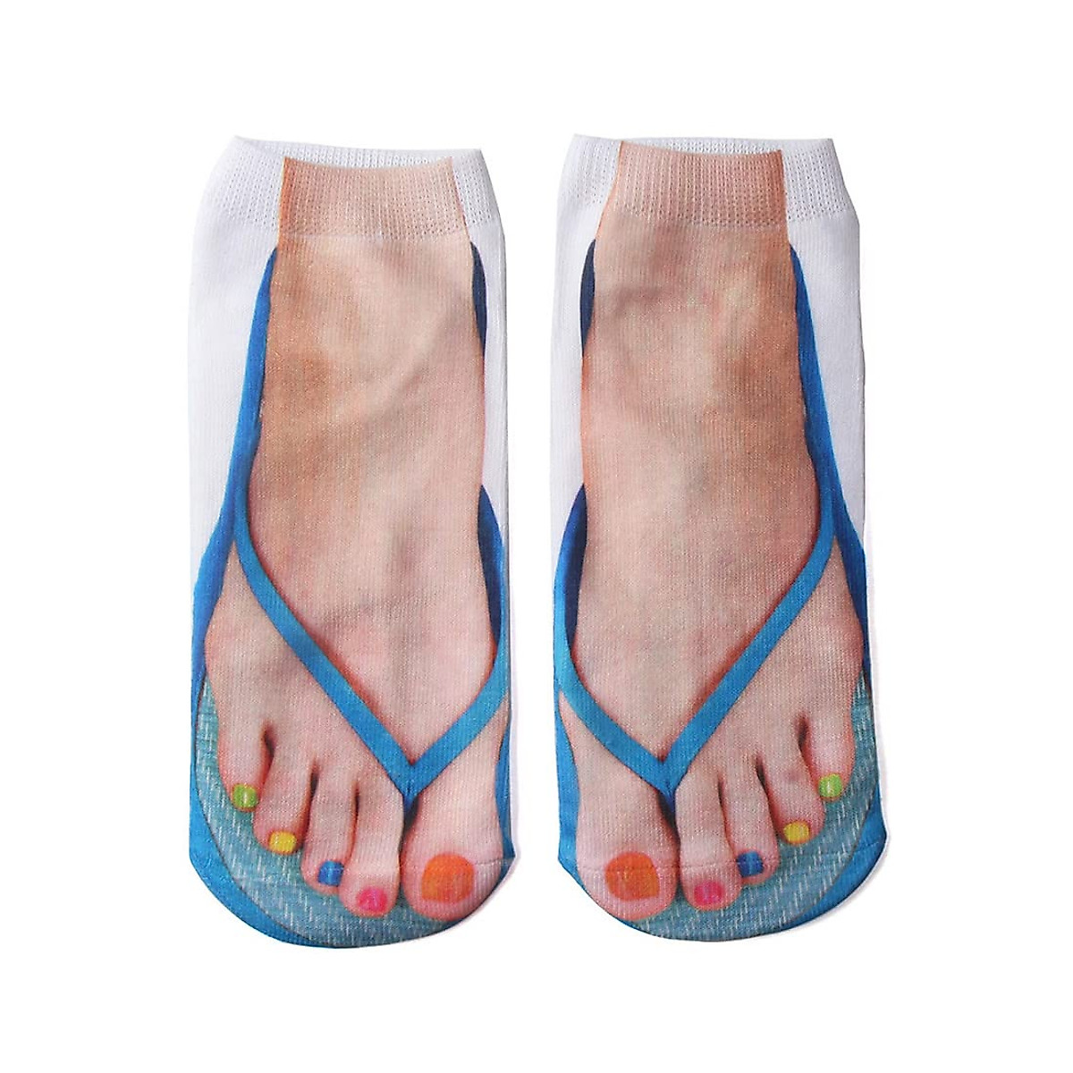 3D Pattern Manicure Print Socks Flip Flop Funny Hidden Comfort Running Socks Women Personalized Low Cut Ankle