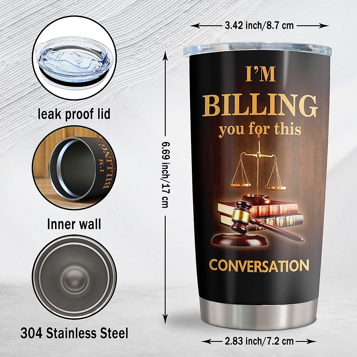 Qatdey Lawyer Gifts for Women/Men, Lawyer Gifts Tumbler 20oz, Law School Gifts for Law Student, Attorney Gifts Mug, Birthday Gifts for Lawyers Cup, Future Lawyer Gifts, Appreciation Gifts for Lawyer