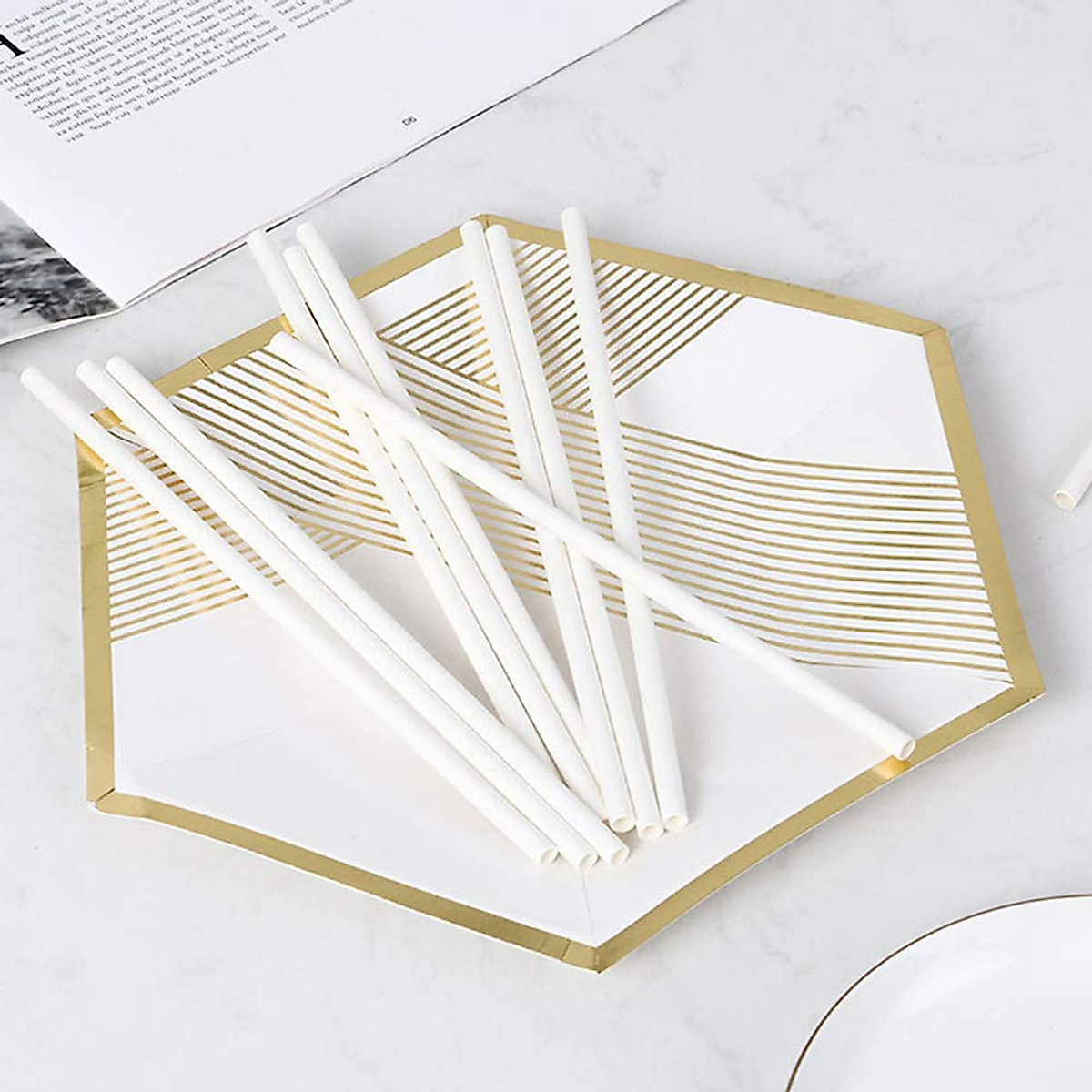 JITUUE Paper Straws Individually packaged - Eco-Friendly Party Supplies in Bulk for Restaurants - Perfect for Juices, Shakes, Smoothies, Ice Coffee & More(White,200 pcs）