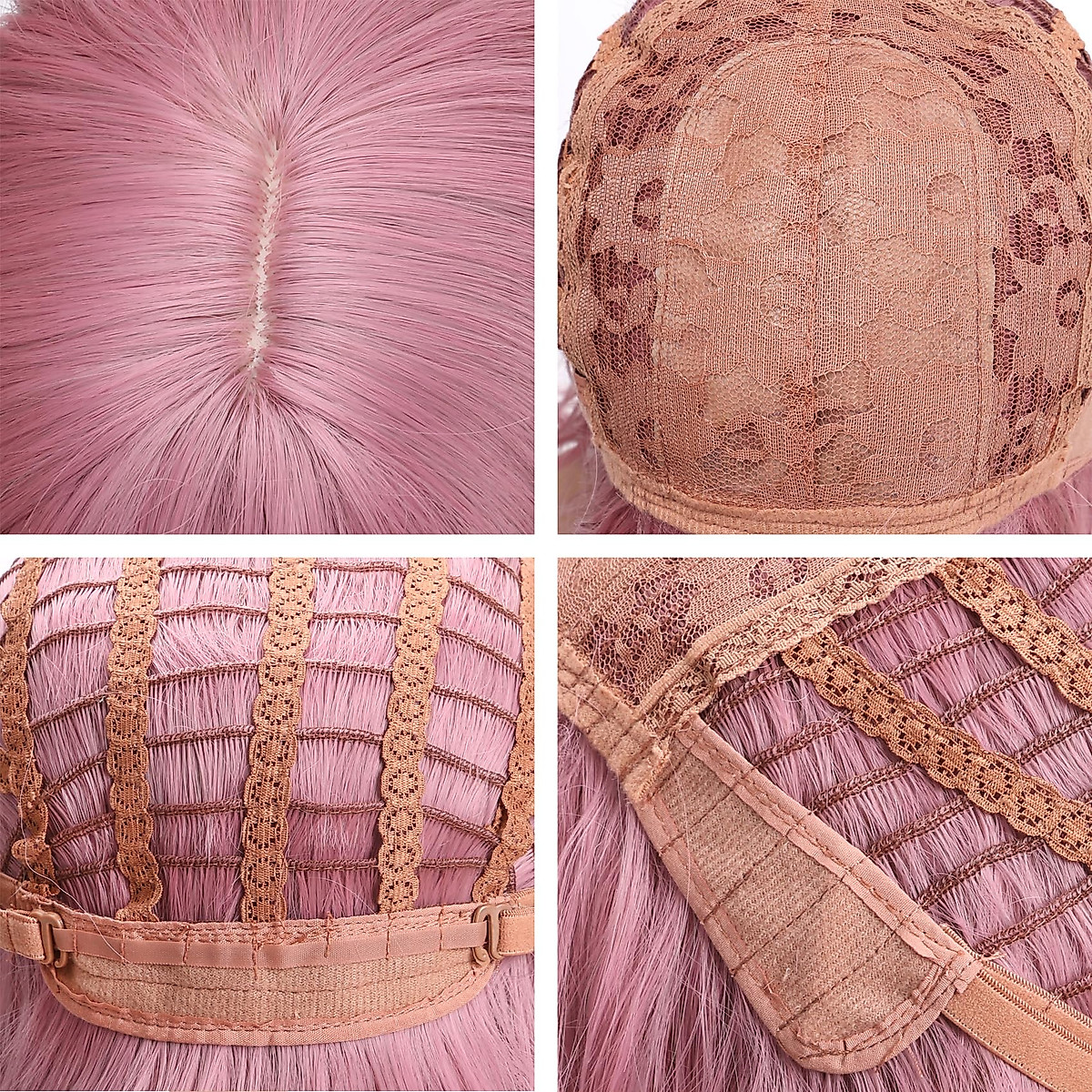 VCKOVCKO Pastel Wavy Wig With Air Bangs Women's Short Bob Purple Pink Wigs Curly Wavy Shoulder Length Pastel Bob Wigs Synthetic Wig for White Women Girls Daily Use Colorful Wigs(12", Purple Pink)