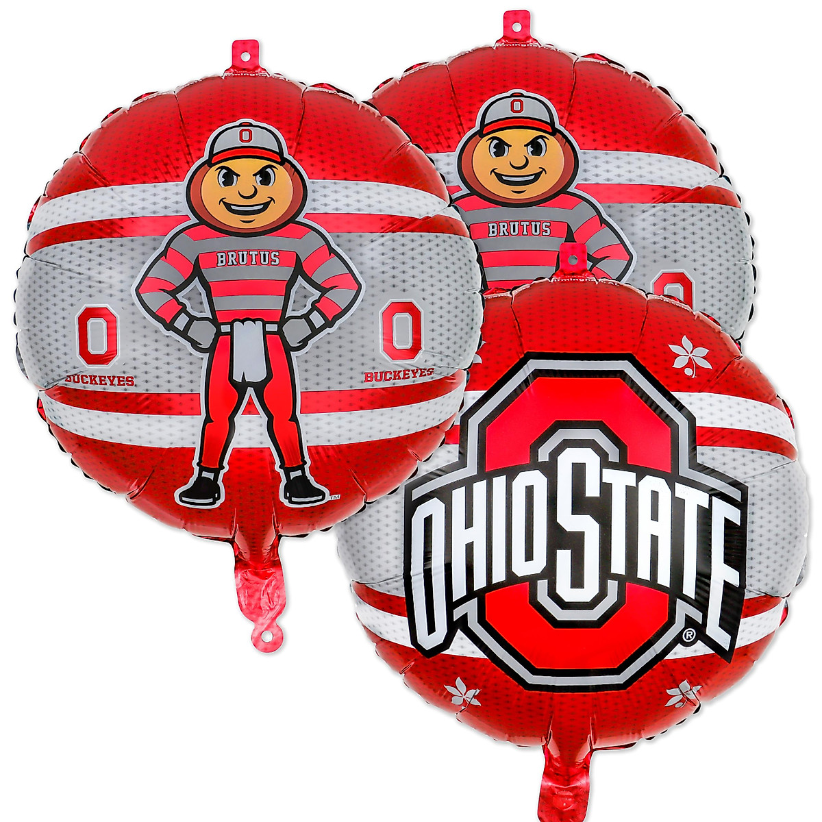 Havercamp Ohio State Balloons (3 Pcs)! Ohio State Party Supplies featuring Brutus the Buckeye. Constructed from Premium Mylar Material.