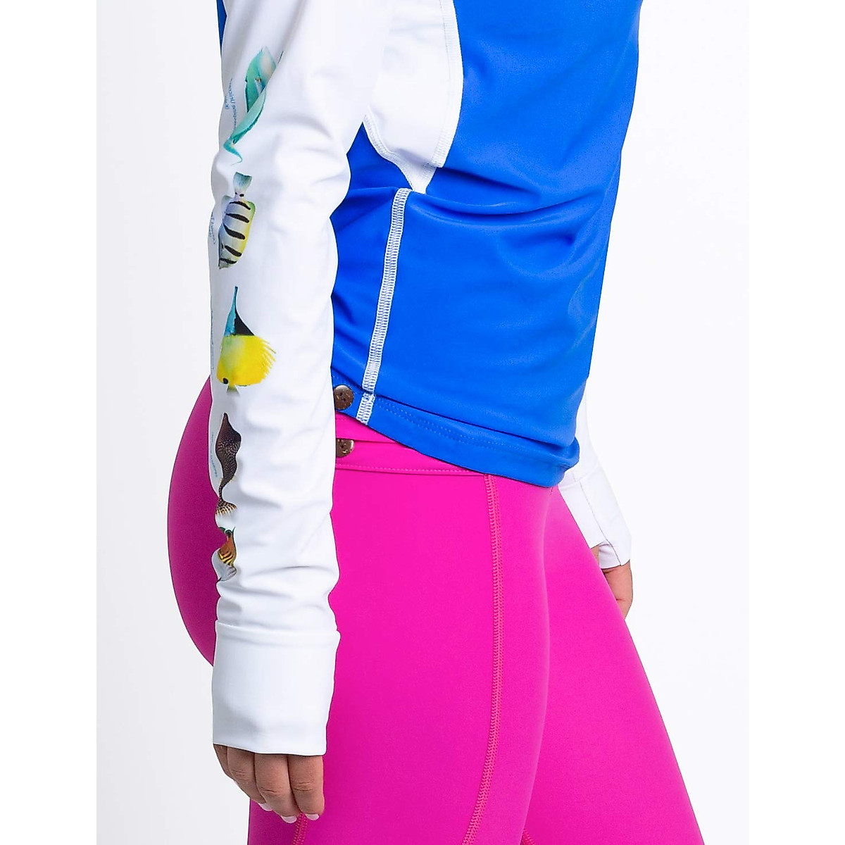 Tuga Women's Snorkel Hooded Top, Hawaii Fish, UPF 50+, USA Made, Navy, Medium