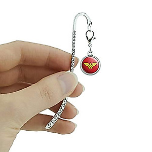 Wonder Woman Classic Logo Metal Bookmark Page Marker with Charm