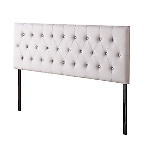 ZINUS Trina Upholstered Headboard / Button Tufted Upholstery / Adjustable Height / Easy Assembly, Light Grey, Queen