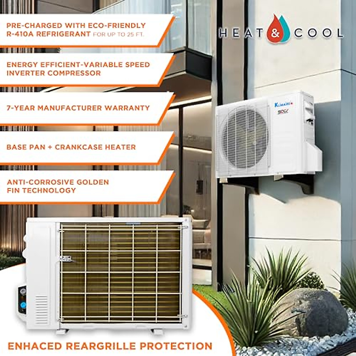 Klimaire DIY 24,000 BTU 19 SEER2 Mini Split Heat Pump Air Conditioner w/ 25-ft Pre-Charged Quick-Connect Installation Kit - 230V