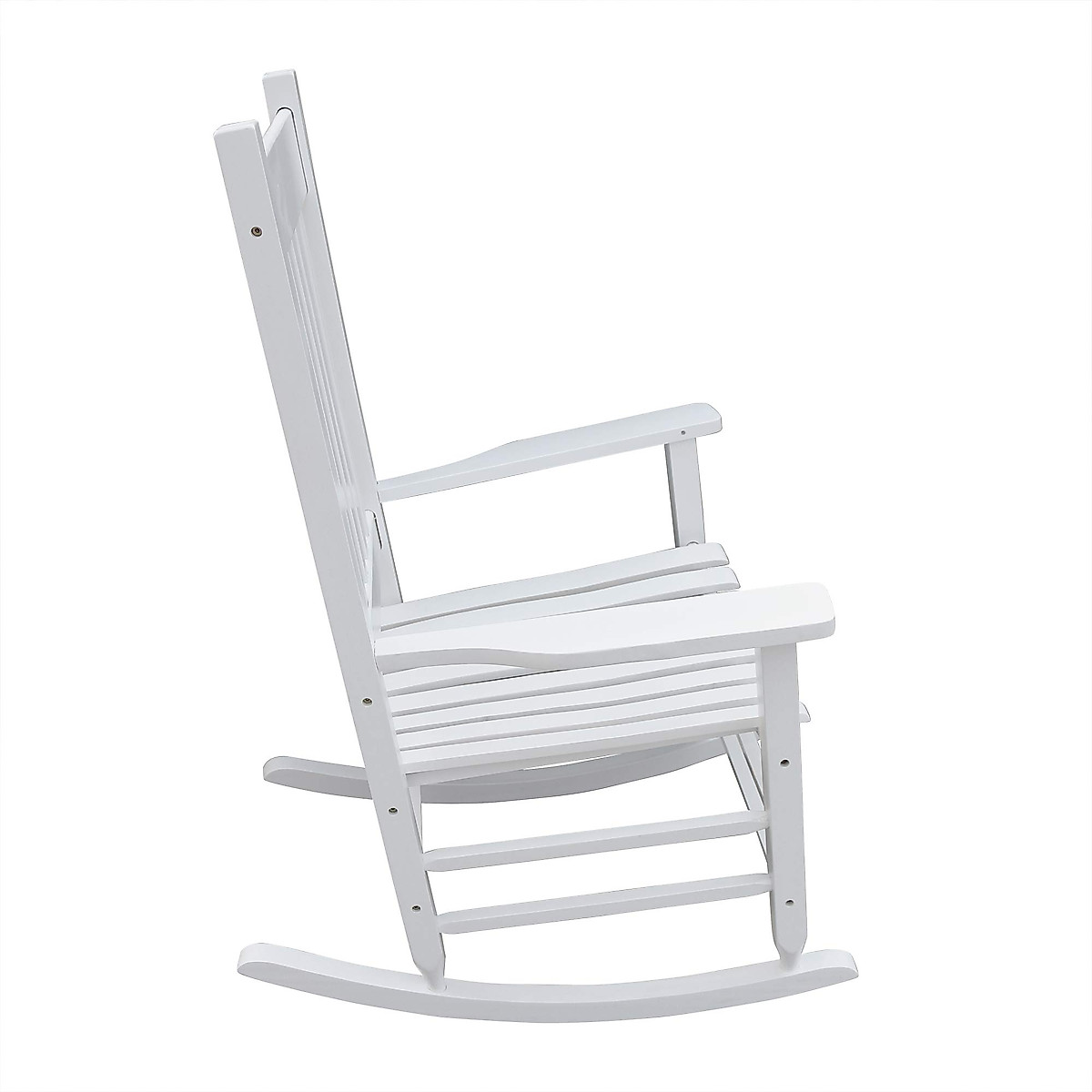 AGaati Solid Hard Wood Rock Chairs Wooden High -Foot Chairs Porch Rock Chairs Solid Wood Comfortable and Wide Seat Safe and Solid Board White Suitable for Balcony Porch