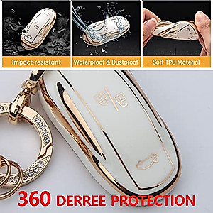 Nuwacreat for Honda Key Fob Cover with Keychain, Soft TPU Key Case Protection Fit for 2022 Honda Accord Civic CRV Pilot Odyssey 11th Gen Smart Key Holder(for Hond-B)