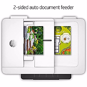 HP OfficeJet Pro Series Wide Format All-in-One Printer with Wireless Printing, Print Scan Copy Fax, Auto 2-Sided Printing, 512MB, 34 ppm, Compatible with Alexa - White