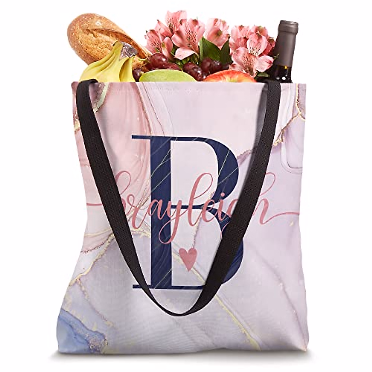Brayleigh Letter B Initial Monogram Calligraphy Personalized Tote Bag