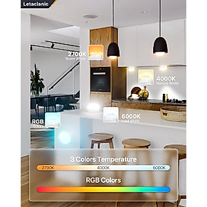 2 Packs E26 Rechargeable Light Bulbs, Magnetically 450LM/3-Color Temperature/RGB/60W Equivalent, Battery Operated Light Bulb with Remote Control/Timer/Dimmer/Detachable for Non-Hardwired