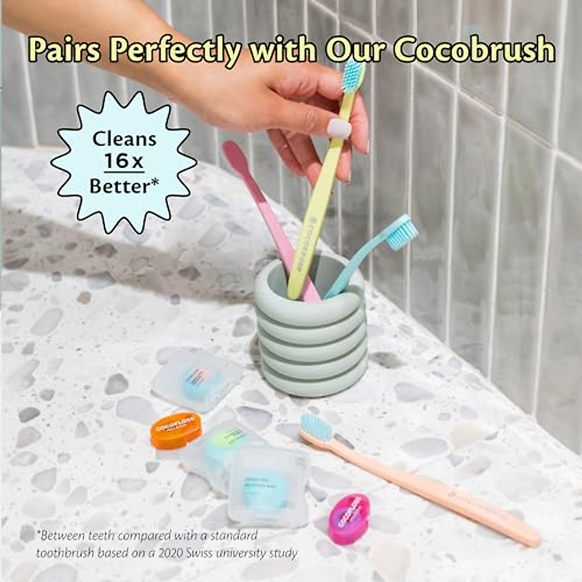 Cocofloss Woven Dental Floss, Travel Sampler, Dentist-Designed Oral Care with Coconut Oil, Waxed, Vegan, Kid-Friendly, 4 Minis in Mint, Coconut, Orange, Strawberry (8 yd Each)