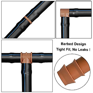 iMopo Irrigation Fittings Kit for 1/2"(.600" ID) Tubing,20 Pieces Set-8 Couplings, 6 Tees,6 Elbows - Barbed Connectors for Drip or Sprinkler Systems