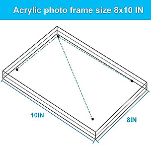 JUOIFIP 8X10 Clear Acrylic Picture Frames, Magnetic Picture Frames with Gift Box Package, Double Sided Acrylic Photo Frames Desktop Display with Support Stand, Pack of 1（Bonus 1 Pack Stand）
