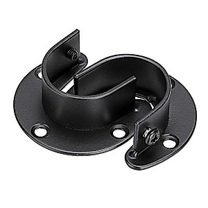 OwnMy 6 Packs Closet Rod End Supports Curtain Flange Rod Holder 1-1/4" Diameter, U Shaped Stainless Steel Closet Pole Sockets Opening Flange Rod Bracket for Closet Shelf Wardrobe Shower Curtain, Black