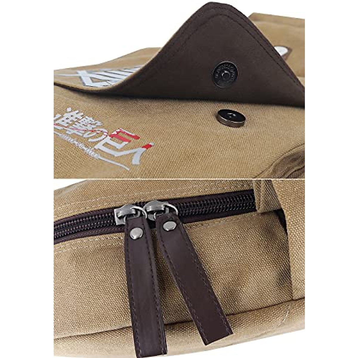 Soutrend AOT Anime Canvas Backpack Mens School Bag Khaki Bookbag Printed Backpack Daypack with Headphone Hole