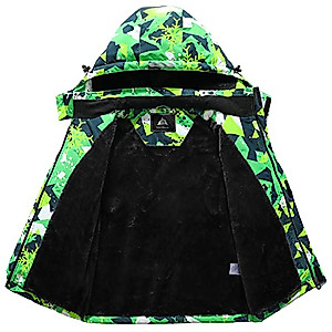 MOERDENG Kid's Ski Jacket Waterproof Winter Coat Boy's and Girl's Fleece Snowboarding Jackets with Detachable Hood
