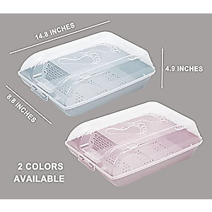 YEAVS 6 Pack Storage Shoe Box Stackable, Thickened Clear Plastic Shoes Containers, Sneaker Organizer Bins with Lids (Pink)