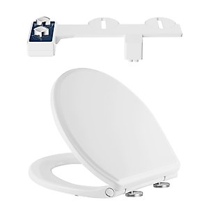Hibbent Premium Round Toilet Seat with Cover(Oval) Quiet Close with Bidet Attachment for Toilet