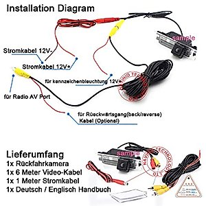 HDMEU HD Color CCD Waterproof Vehicle Car Rear View Backup Camera, 170° Viewing Angle Reversing Camera for Volvo S40 S40L V40 VSO S60 S60L V60 XC60 C70 V70 XC70 S80 S80L XC90 1995-2017