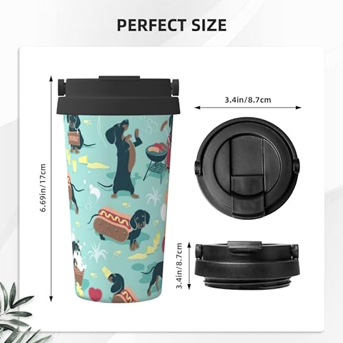 WANGXUEE Hot Dogs and Lemonade Print 500ml Stainless Steel Travel Tumbler Double Wall Vacuum Insulated Coffee Mug