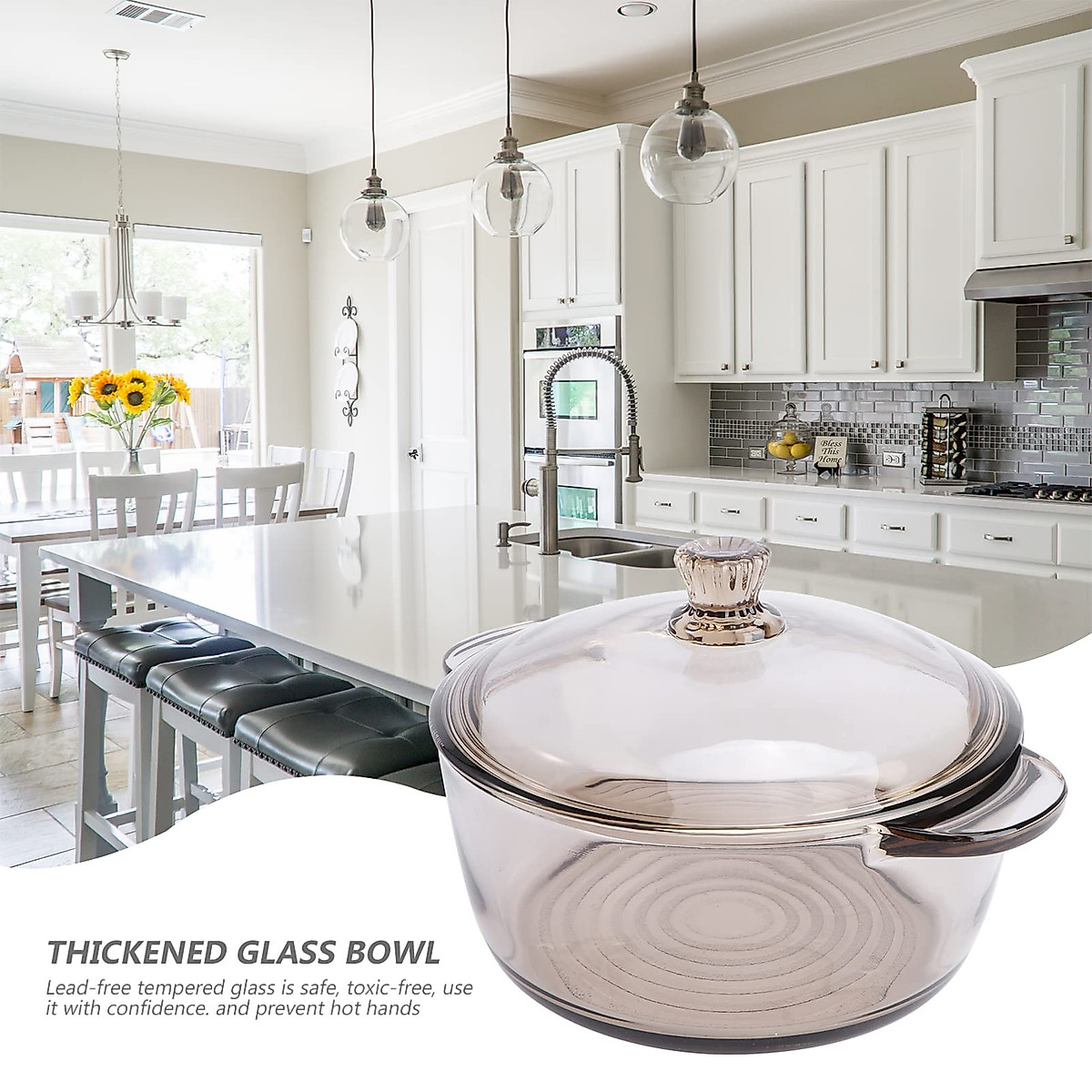 DOITOOL Glass Saucepan with Cover Heat-Resistant Glass Pot and Pan with Lid, Clear Glass Cooking Pot Cookware Set for Pasta, Noodle, Soup & Baby Food