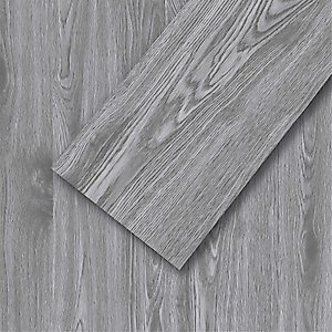Mysflosy Peel and Stick Floor Tiles, Self-Adhesive Luxury Vinyl Flooring Plank, 6x36inch 36pack 54 Sq.Ft, Waterproof DIY Deep Wood Grain Planks Easy to Install for Kitchen, Living Room, Light Grey