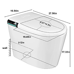 TEISVAY Smart Toilet Auto Open/Close Lid Smart Bidet Toilet with Heated Seat, Washing and Dryer Smart Toilet with Bidet Built in, Smart Toilets for Bathroom with User Habit Setting and Touch Control