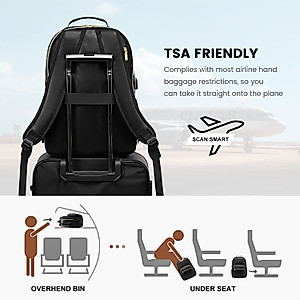 LOVEVOOK Laptop Backpack for Women, Faux PU Leather Quilted Backpack Purse, Business Computer Travel Work Bags, Nurse Backpack for Work, Fits 15.6-Inch Laptop, Black