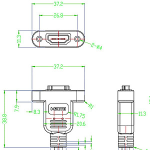 Qaoquda Panel Mount HDMI Extension Cable High Speed HDMI Male to Female Extension Cable with Screw Nut Support 4K Resolution for Blu Ray Player, 3D TV, Roku, Xbox360,Black (1 FT/30 CM)