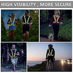 Famnosta Running Reflective Vest Gear 3 Pack Adjustable Safety Vest for Women Men High Visible Reflective Straps Vest for Running Cycling Motorcycling (Green,Black,Purple)