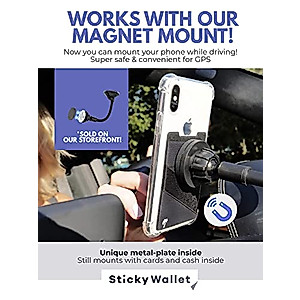 LIFESTYLE DESIGNS The StickyWallet – Premium Spandex Stick-on Phone Wallet Card Holder for any Case – Unique Double Pocket Design + Finger Strap (1 Pack)
