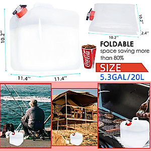 WMXWAN 80gallon(300litres) Water Storage Containers, Emergency Water Storage 15pcs×5.3gallon/20l，Collapsible Water Containers, BPA Free 5Gallon Water Jug Water Tank with Spigot For Fishing, Camping.