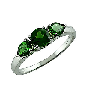 Carillon Stunning Chrome Diopside Pear Shape 4X5MM Natural Earth Mined Gemstone 925 Sterling Silver Ring Wedding Jewelry for Women & Men