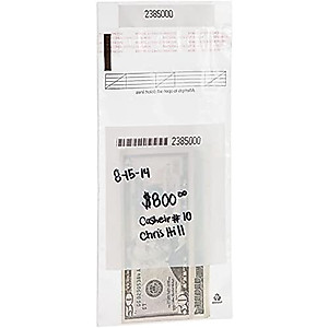 BankSupplies Cash Strap Bags | Case of 1000 Bags | 5 x 9 | Cash & Pawn | Tamper Evident Seal | Easy to Scan Barcode & Tear Off Receipt | For Internal Transfers