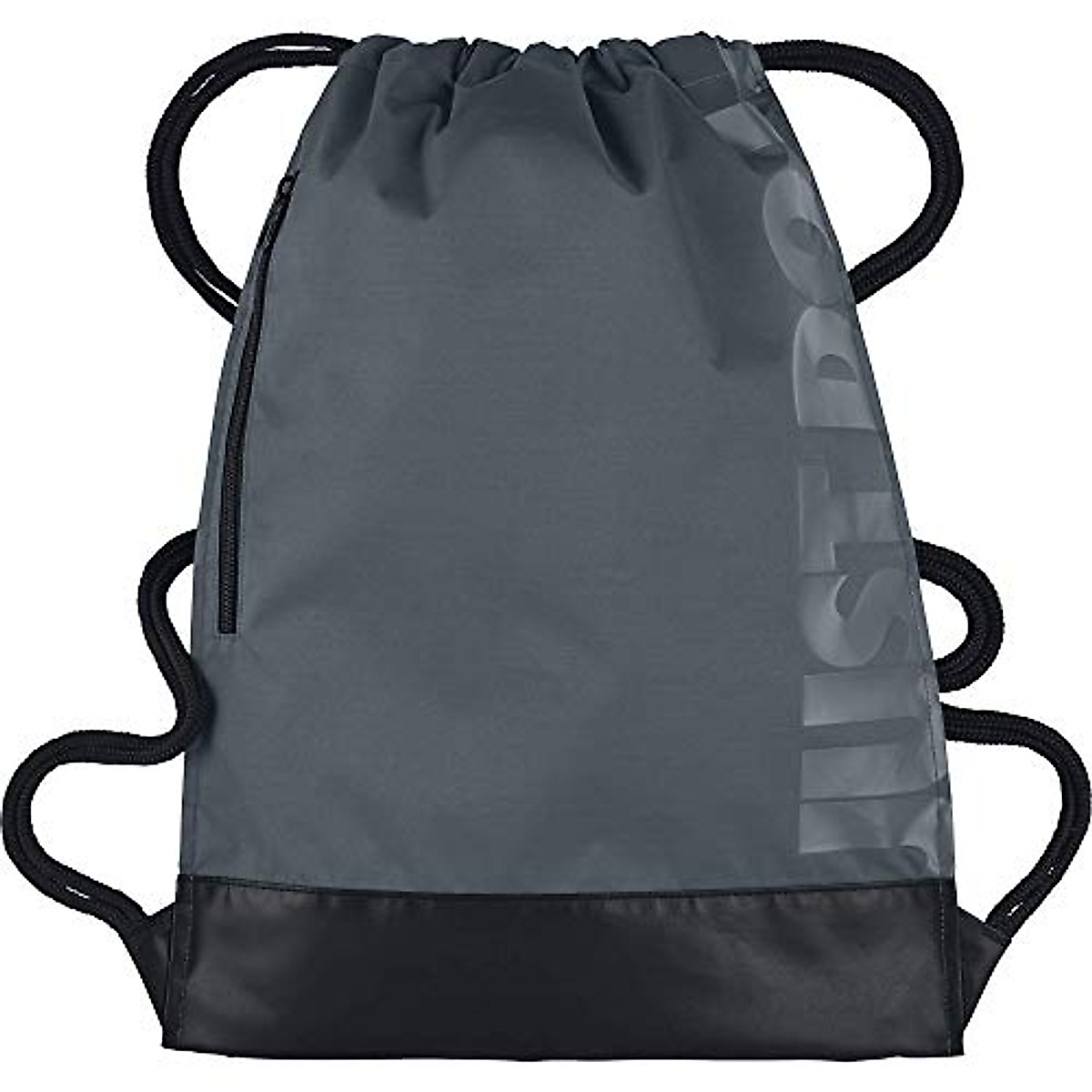 Nike Brasilia Training Gymsack, Drawstring Backpack with Zippered Sides, Water-Resistant Bag, Flint Grey/Black/White