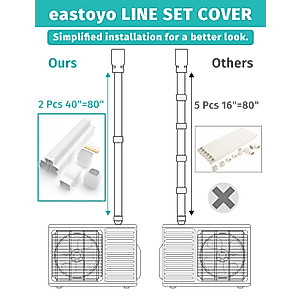 eastoyo Mini Split Line Set Cover, 4''W 9.5 Ft Decorative Line Set Cover Kit for Split Air Conditioner, Central AC and Heat Pumps, Zinc-Plated Antirust Screws Inclued