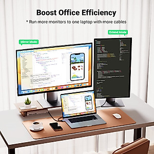 UGREEN USB C to HDMI Cable (4K@60Hz) 6.6FT, Type C to HDMI Adapter Thunderbolt 4/3 to HDMI for Home Office Compatible with iPhone 16 Pro Max Plus, MacBook Pro Air iPad Pro, XPS, Galaxy S24 Steam Deck