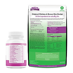 Health Extension Bundle - Dry Dog Food Chicken & Brown Rice Recipe (4 lbs) & Multivitamin (30 Tablets) - High-Protein, Balanced Nutrition for Dogs of All Life Stages