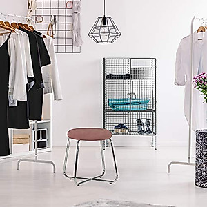 Hillsdale Round Backless Metal Vanity Stool with Upholstered Seat, Pink, 51111