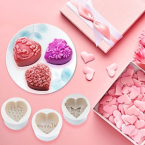 4PC Mother's Day Fondant Silicone Molds, Heart-Shaped 3D Love Rose Flower Silicone Mold for Thanksgiving Wedding Valentine's Day Cake Chocolate Dessert DIY Aromatherapy Handmade Soap Making (White)