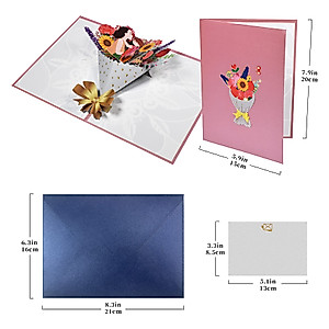 Magic Ants Happy Mother’s Day Card - 3D Flower Flora Bouquet Greeting Card - 3D Pop Up Mothers Day Card - Handcrafted 3D Pop Up Greeting Card for Her - Birthday Card for Mom