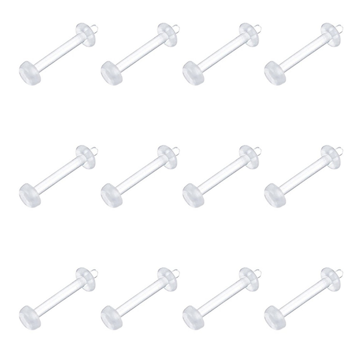VCMART Clear Cartilage Earring-12pcs 16G Clear Acrylic Bioflex Tragus Retainer Lip Rings Nose Studs Labret Monroe Ear Helix Earring Clear Flat Top 10mm