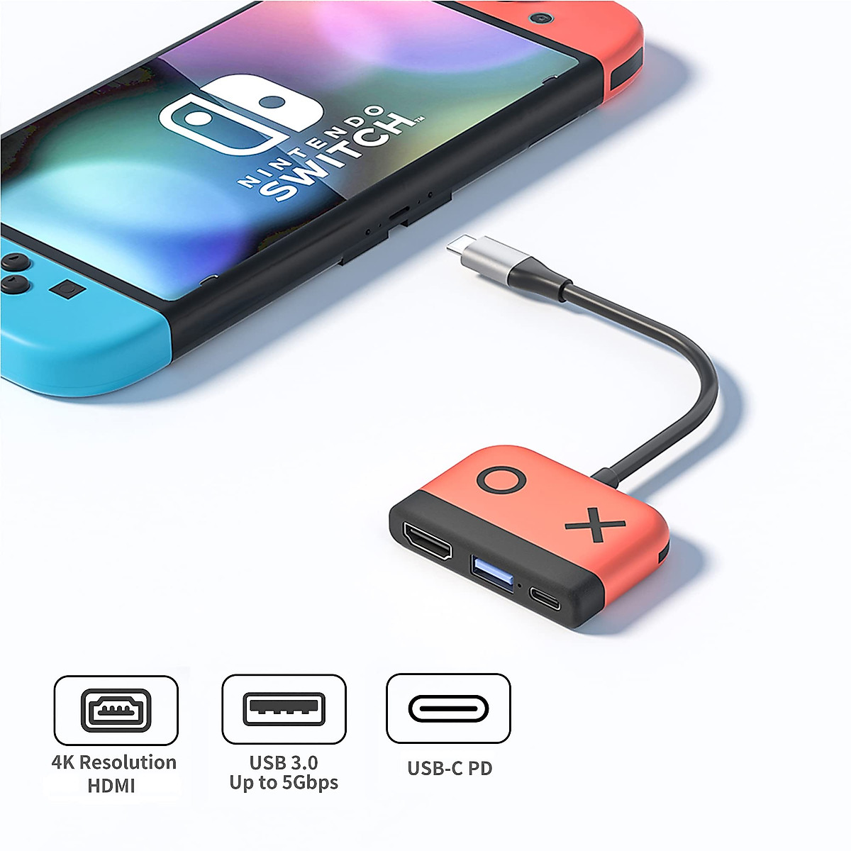 Switch Dock for Nintendo Switch,Portable Dock with HDMI TV USB 3.0 Port and USB C Charging,Compatible with Nintendo Switch Steam Deck MacBook Pro/Air Samsung and More