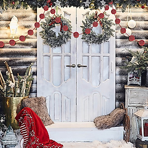 Tatuo 79 Inch Pom Pom Garland Christmas Hanging Garland Felt Ball Garland 48 Balls 2.4 Inch Christmas Tree Decoration for Wall Room Festival Wedding Birthday Xmas Party Decorations (Red)