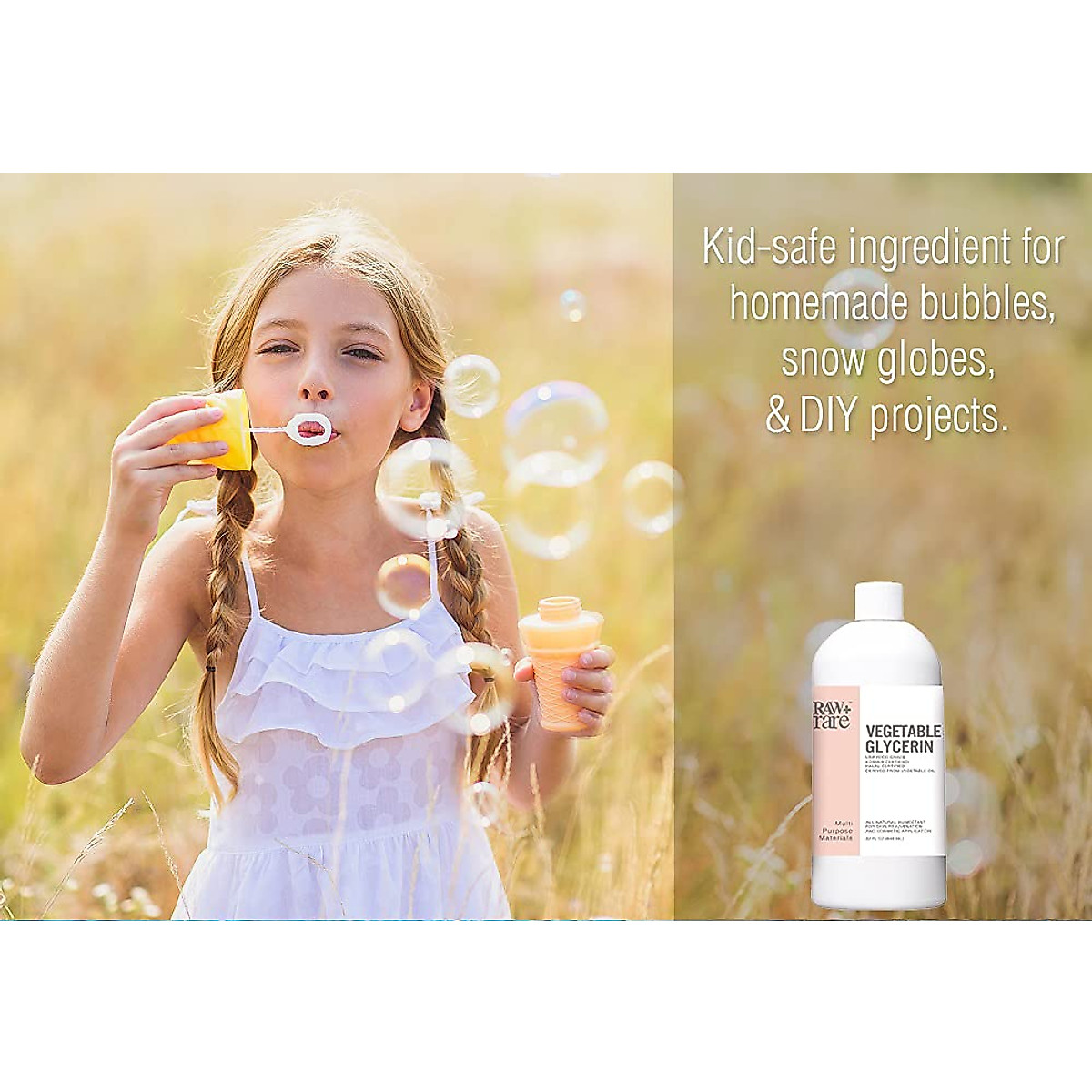 Raw Plus Rare Organic Vegetable Glycerin Liquid, Food Grade Glycerine for Skin and Hair Care, Cosmetic and Pharmaceutical, Kosher, Halal, Vegetable Glycerine