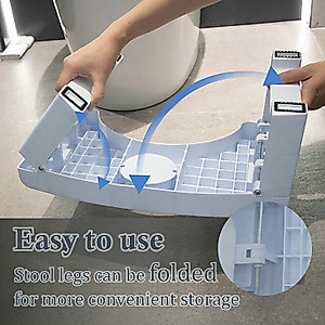 Toilet Stool Poop Stool Adult, Toilet seat Footstool, Foldable Bathroom Stool with Scented Bead Box Folding Squat for Toddler and Adult Replaceable Spice Box Fit for Toddler and Adult, 7inch(White)