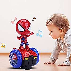 Spider-Man Robot Toys, Robot Interactive Toy Car with Colorful Flashing Lights & Music for 3+ Year Old Boys Girls