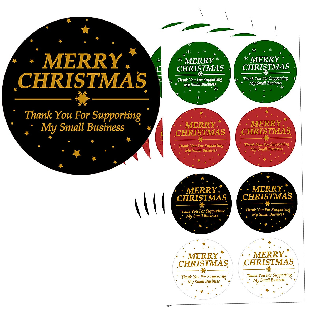 Top label Christmas Thank You for Supporting My Small Business Stickers,Christmas Winter Theme Custom Thank You Labels,2 Inch Holiday Christmas Business Labels,504 Pcs Per Pack